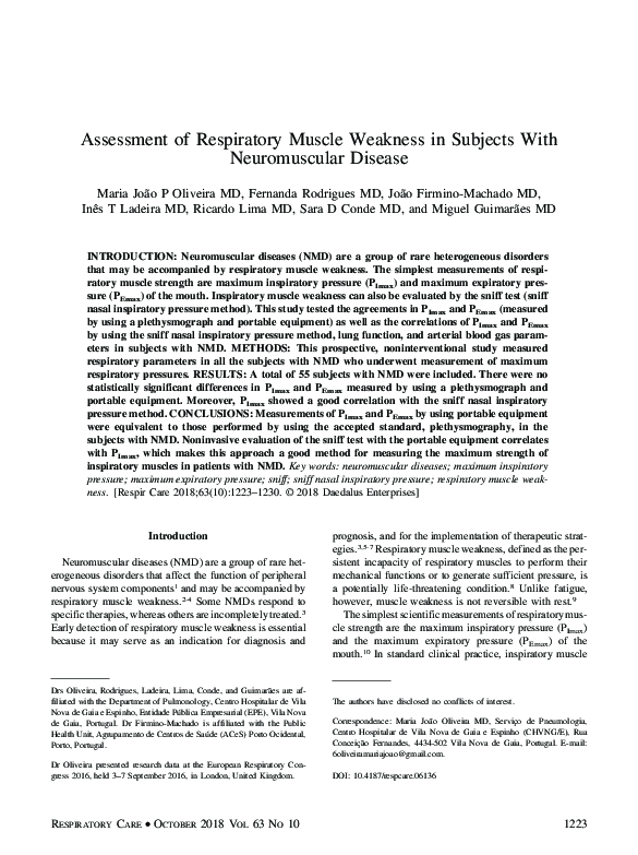 (PDF) Assessment of Respiratory Muscle Weakness in Subjects With ...