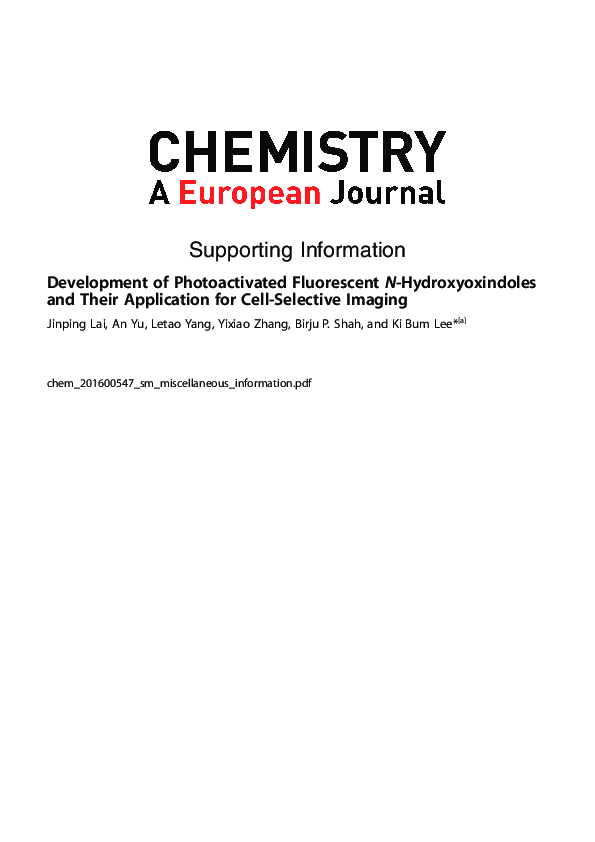 (PDF) Development of Photoactivated Fluorescent N-Hydroxyoxindoles and ...