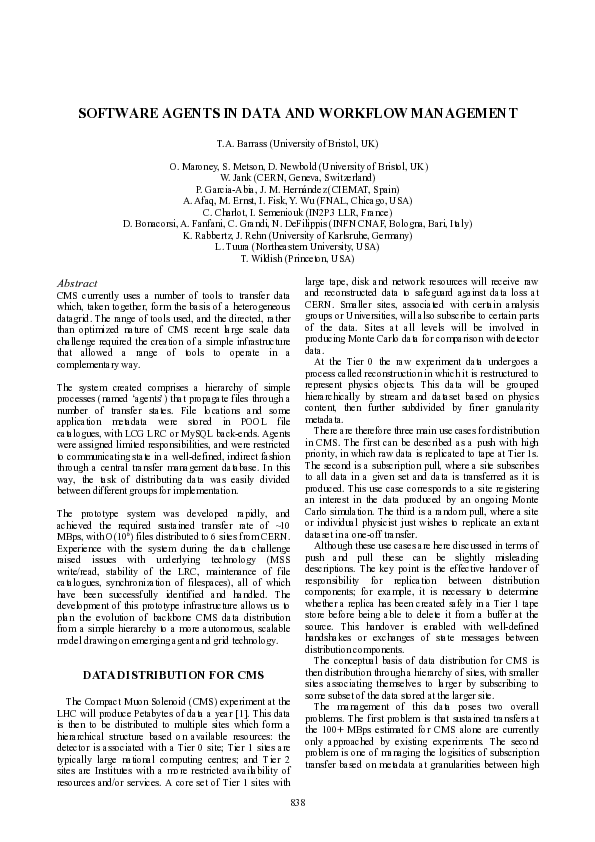 (PDF) Software Agents in Data and Workflow Management