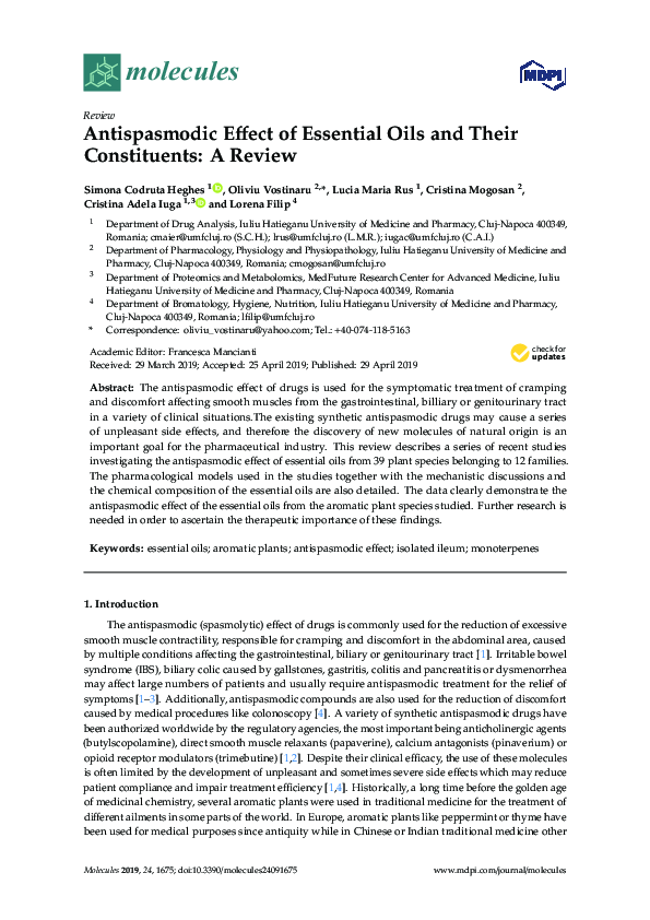 (PDF) Antispasmodic Effect of Essential Oils and Their Constituents: A ...