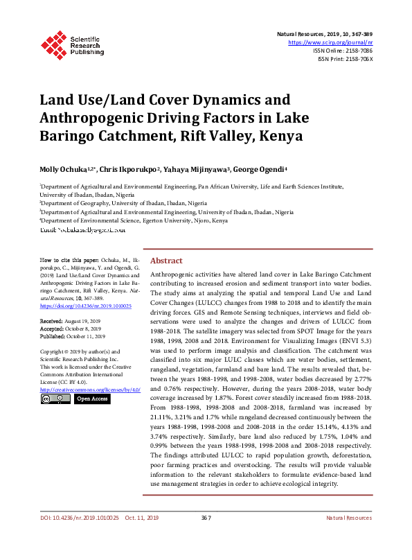 (PDF) Land Use/Land Cover Dynamics and Anthropogenic Driving Factors in Lake Baringo Catchment ...