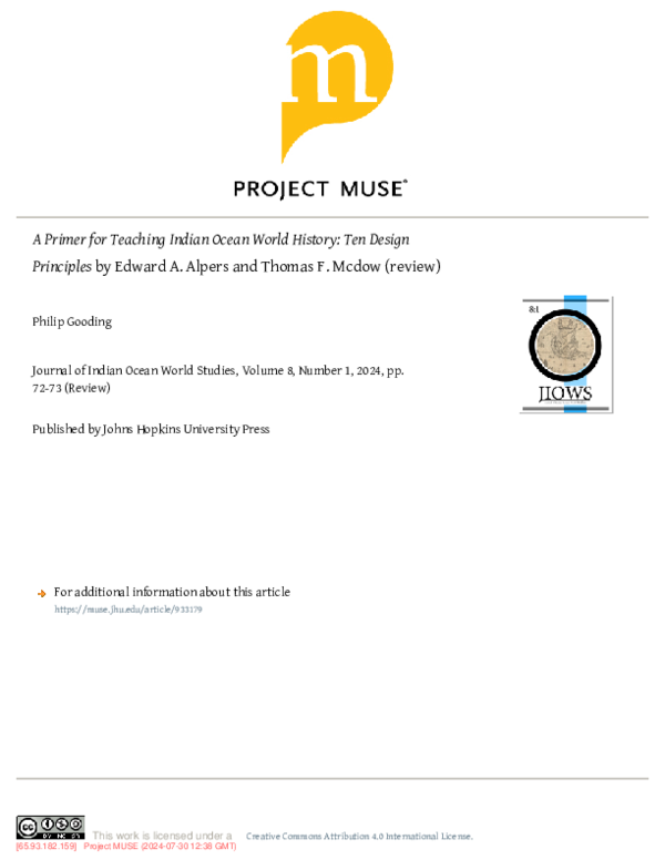 (PDF) A Primer for Teaching Indian Ocean World History: Ten Design ...