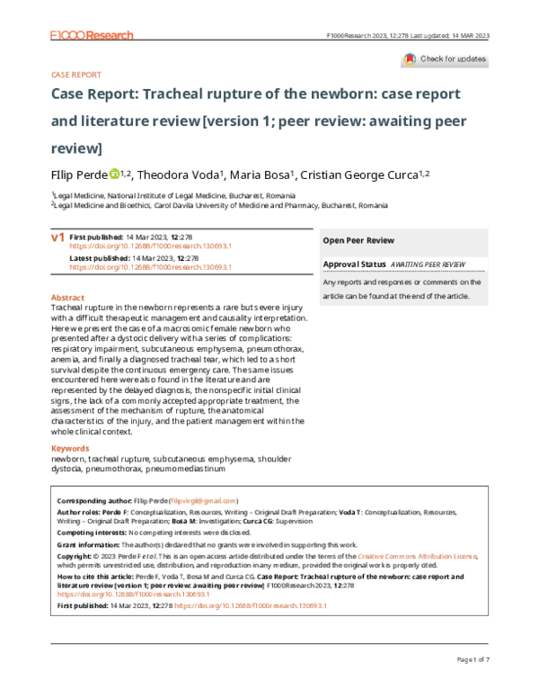 (PDF) Case Report: Tracheal rupture of the newborn: case report and ...