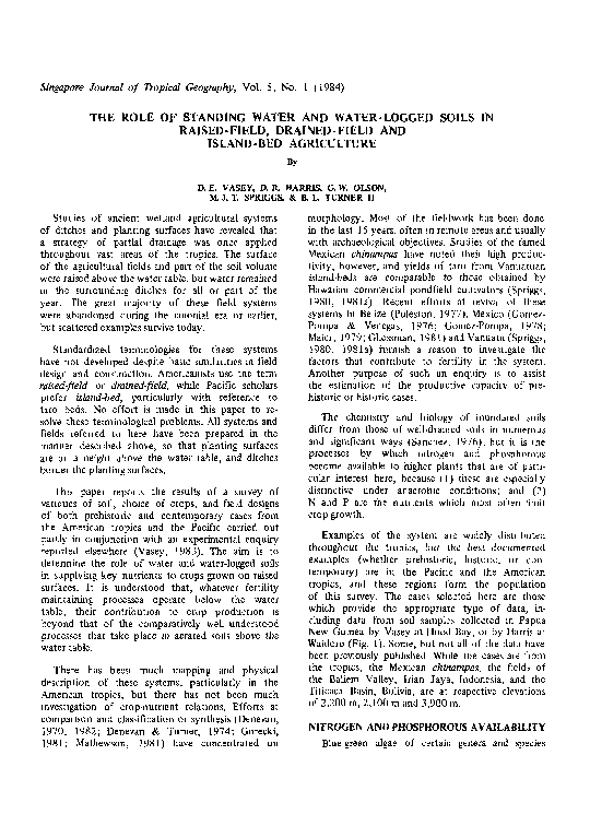 (PDF) The Role of Standing Water and Water‐Logged Soils in Raised‐Field ...