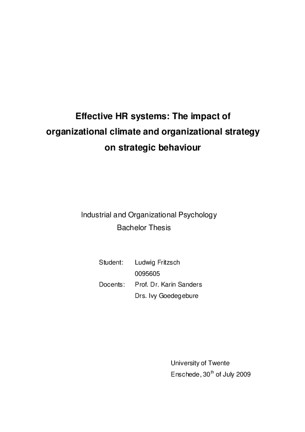 (PDF) Effective HR systems: The impact of organizational climate and ...