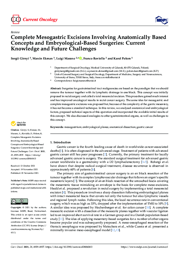 (PDF) Complete Mesogastric Excisions Involving Anatomically Based ...