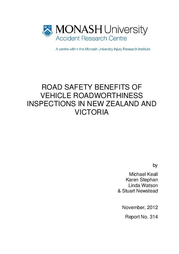(PDF) Road safety benefits of vehicle roadworthiness inspections in New ...