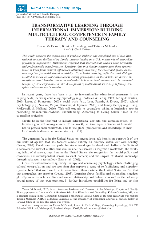 (PDF) Transformative Learning through International Immersion: Building ...