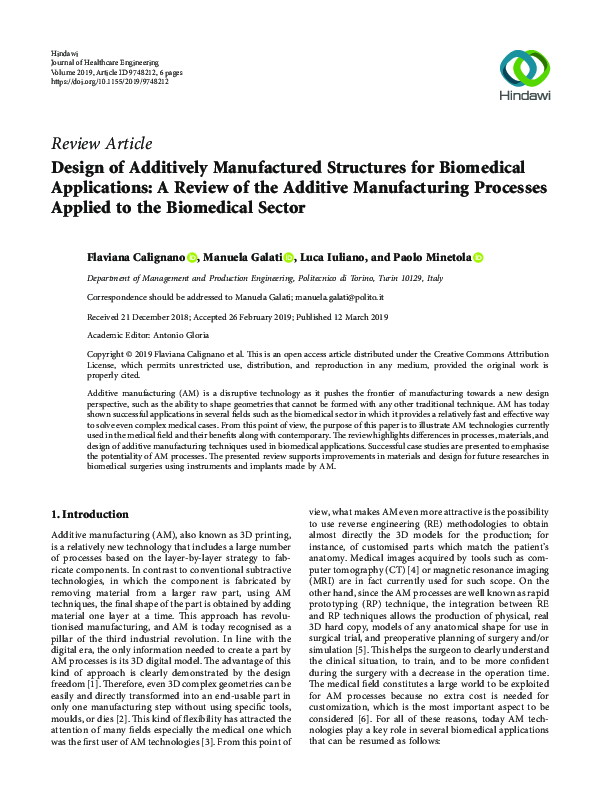 (PDF) Design of Additively Manufactured Structures for Biomedical ...