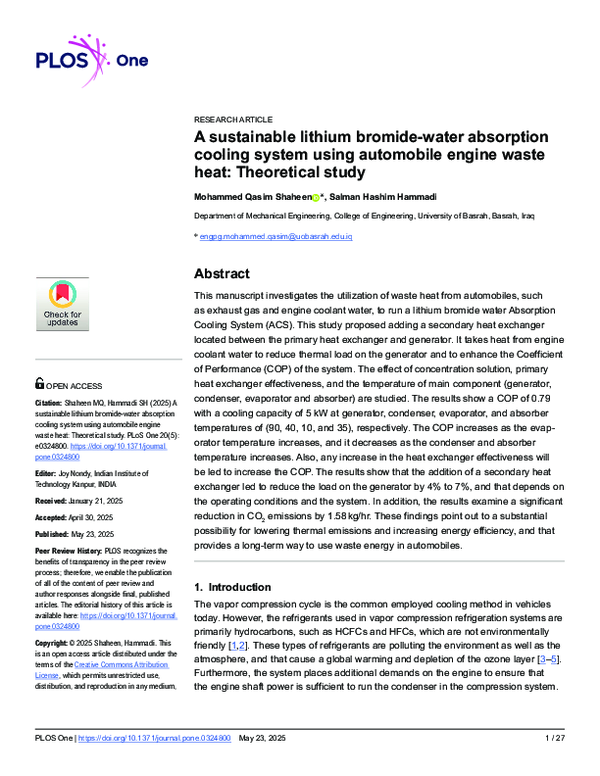 (PDF) A sustainable lithium bromide-water absorption cooling system ...