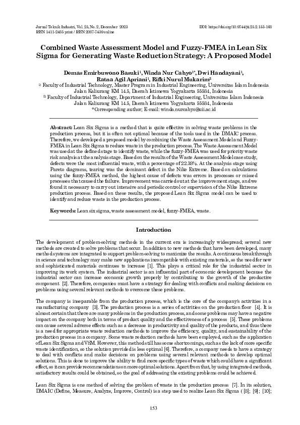 (PDF) Combined Waste Assessment Model and Fuzzy-FMEA in Lean Six Sigma ...