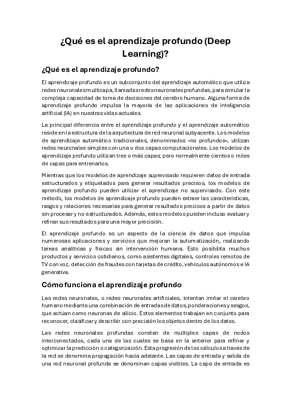 (PDF) Qué es el aprendizaje profundo (Deep Learning)? ¿Qué es el aprendizaje profundo