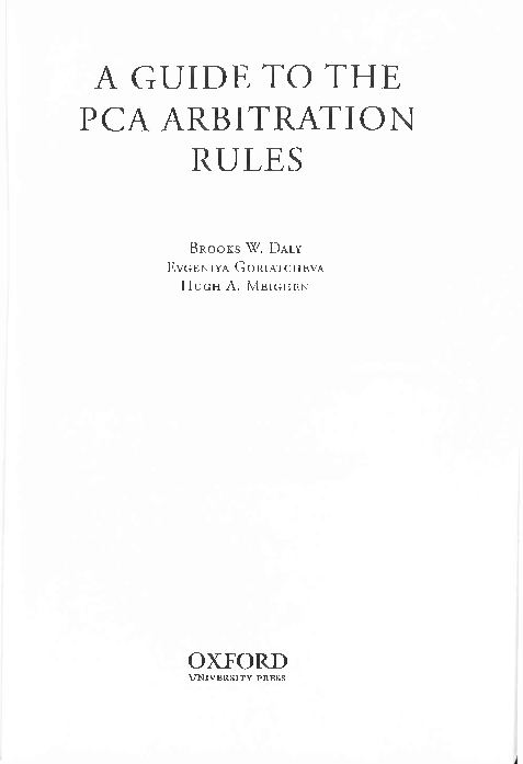 (PDF) A Guide to the PCA Arbitration Rules