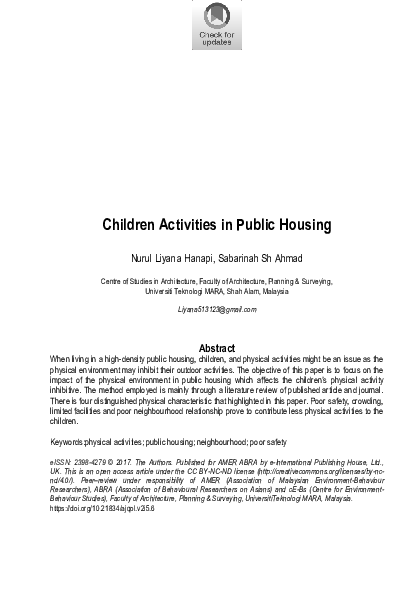 (PDF) Children Activities in Public Housing