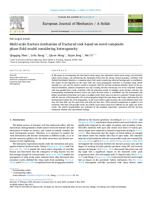 (PDF) Multi-scale fracture mechanism of fractured rock based on novel composite phase field ...