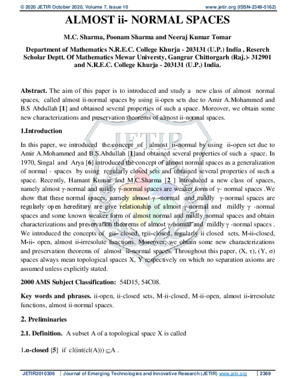 (PDF) ALMOST ii- NORMAL SPACES