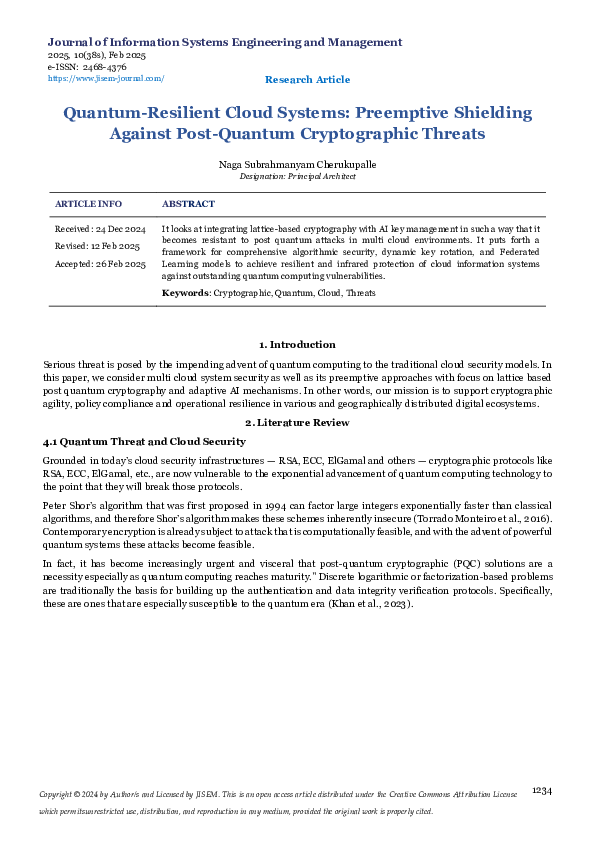 (PDF) Quantum-Resilient Cloud Systems: Preemptive Shielding Against Post-Quantum Cryptographic ...