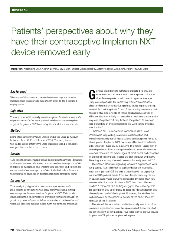 (PDF) Patients' perspectives about why they have their contraceptive ...