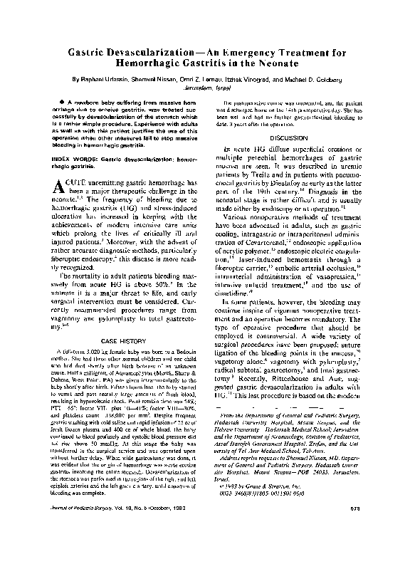 (PDF) Gastric devascularization—An emergency treatment for hemorrhagic ...