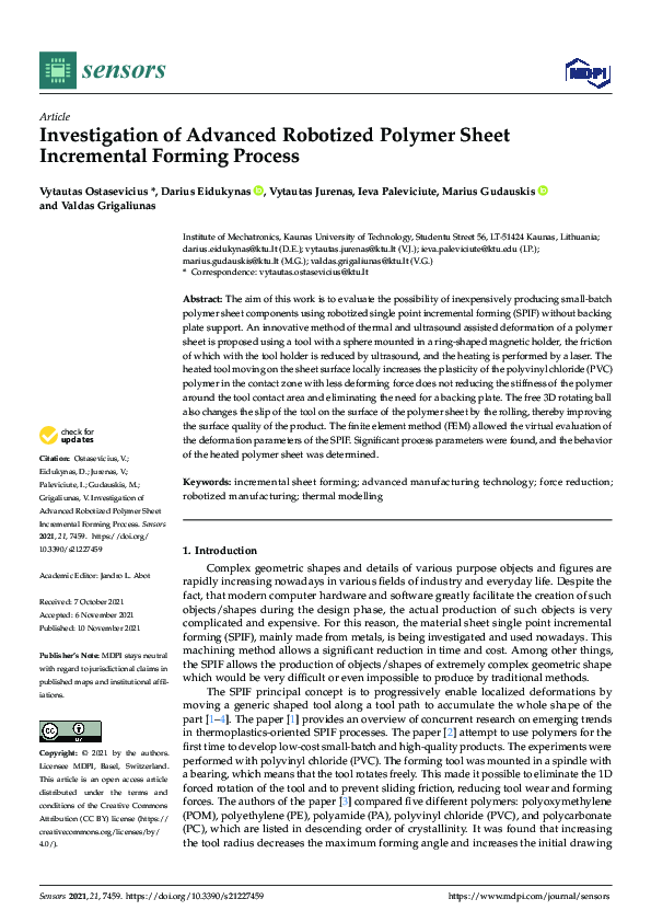 (PDF) Investigation of Advanced Robotized Polymer Sheet Incremental ...