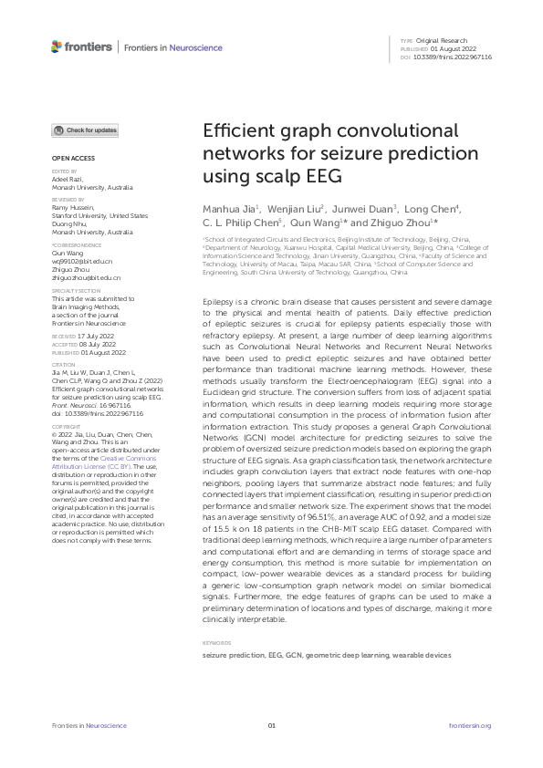 (PDF) Efficient graph convolutional networks for seizure prediction using scalp EEG