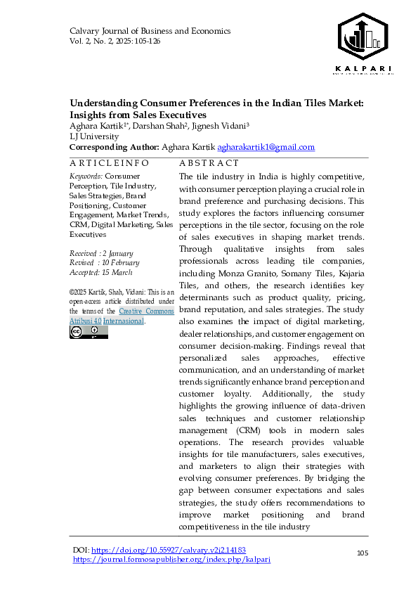 (PDF) Understanding Consumer Preferences in the Indian Tiles Market ...