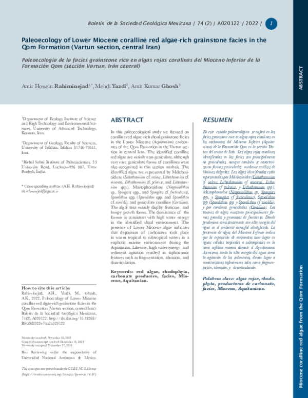 (PDF) Paleoecology of Lower Miocene coralline red algae-rich grainstone ...