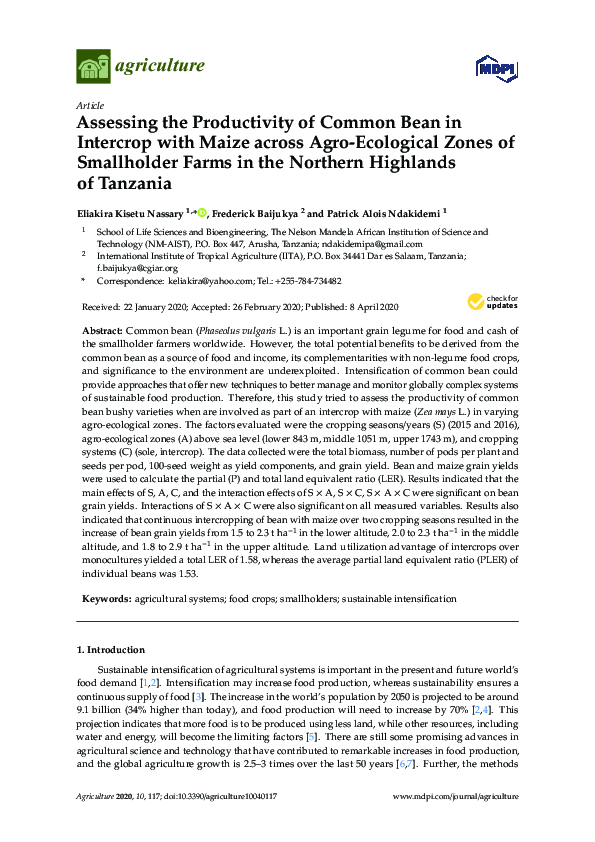(PDF) Assessing the Productivity of Common Bean in Intercrop with Maize ...