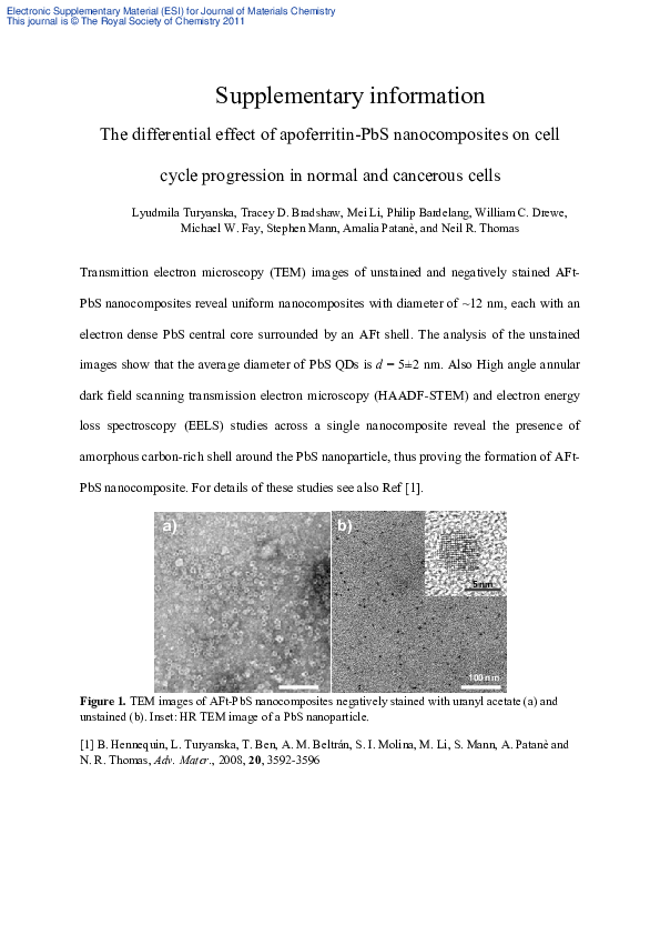 (PDF) The differential effect of apoferritin-PbS nanocomposites on cell ...