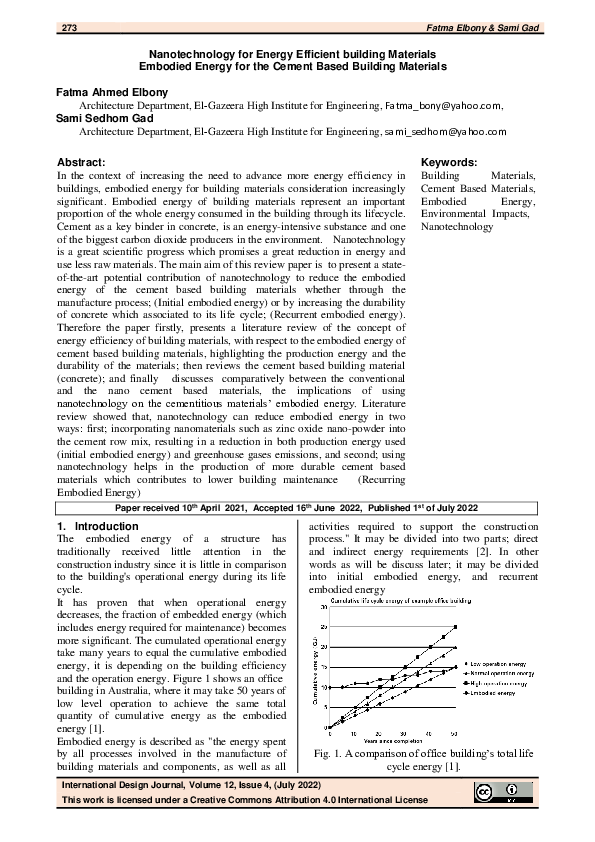 (PDF) Nanotechnology for Energy Efficient building Material Embodied ...