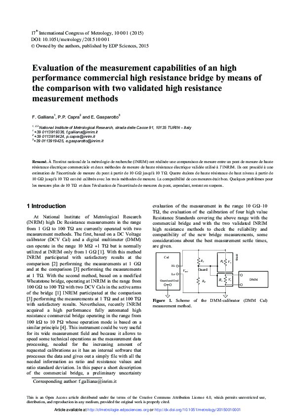 (PDF) Evaluation of the measurement capabilities of an high performance ...