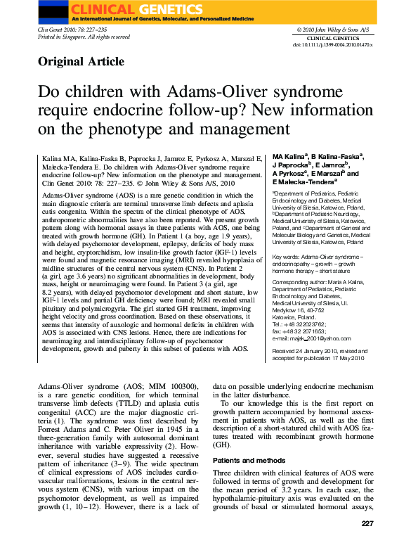 (PDF) Do children with Adams‐Oliver syndrome require endocrine follow ...
