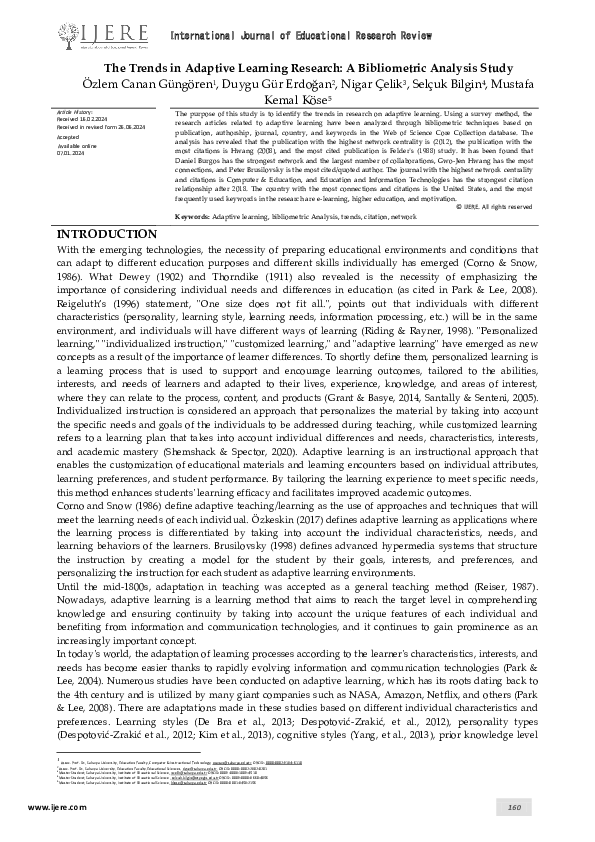 (PDF) The Trends in Adaptive Learning Research: A Bibliometric Analysis ...
