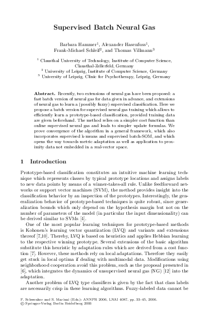 (PDF) Supervised Batch Neural Gas