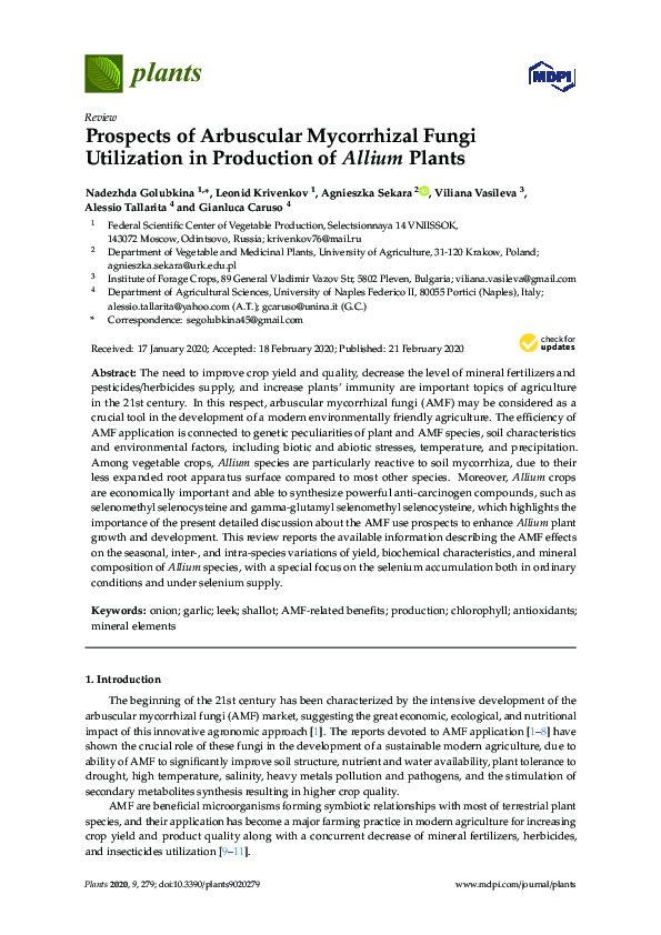 (PDF) Prospects of Arbuscular Mycorrhizal Fungi Utilization in ...
