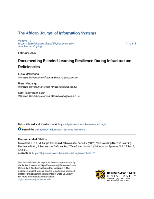 (PDF) Documenting Blended Learning Resilience During Infrastructure ...
