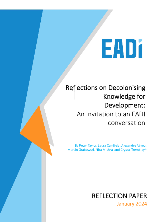 (PDF) Reflections on Decolonising Knowledge for Development: An invitation to an EADI conversation