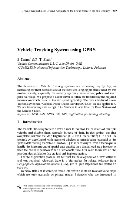 (PDF) Vehicle Tracking System using GPRS