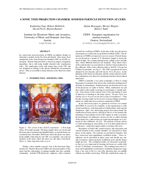 (PDF) A Sonic Time Projection Chamger: Sonified Particle Detection at CERN