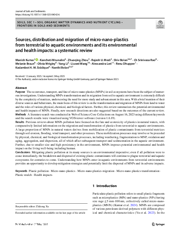 (PDF) Sources, distribution and migration of micro-nano-plastics from terrestrial to aquatic ...