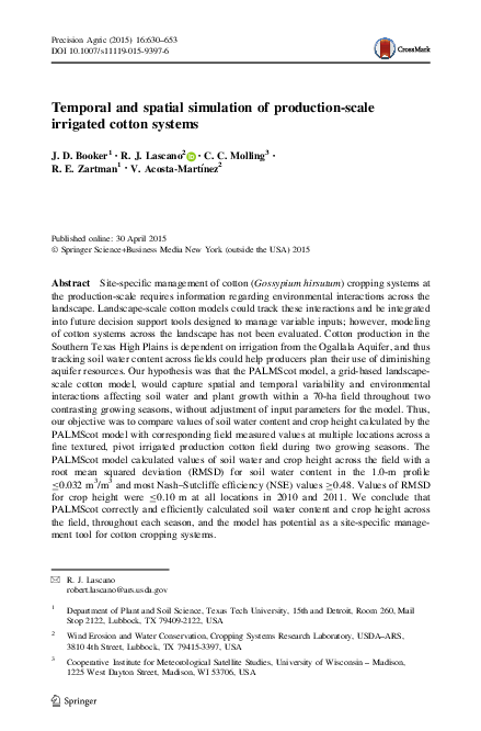 (PDF) Temporal and spatial simulation of production-scale irrigated ...