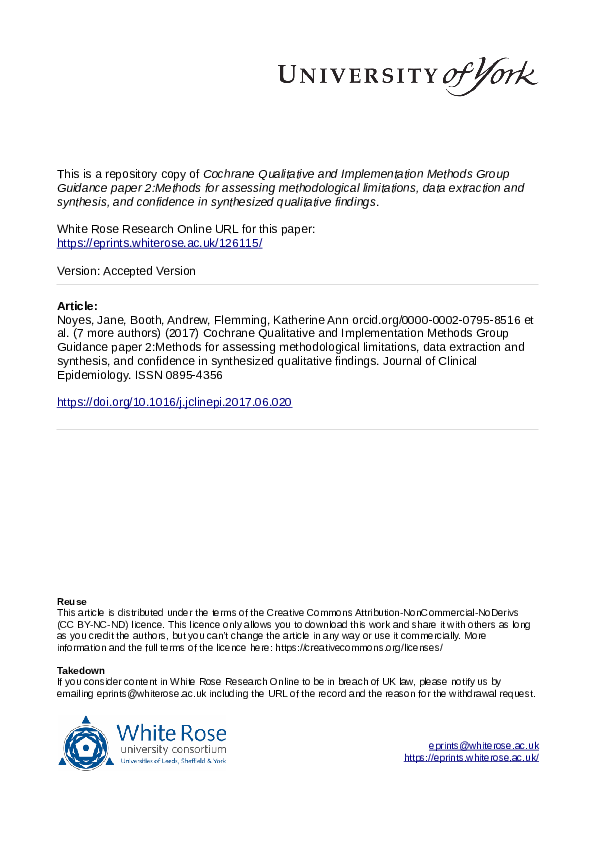 (PDF) Cochrane Qualitative and Implementation Methods Group guidance ...