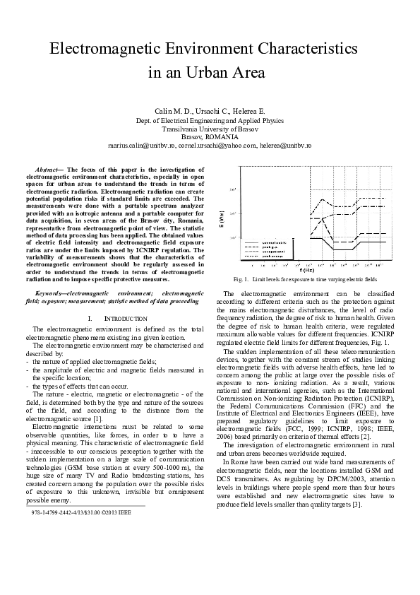 (PDF) Electromagnetic environment characteristics in an urban area