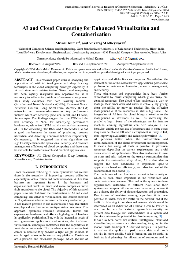 (PDF) AI and Cloud Computing for Enhanced Virtualization and Containerization
