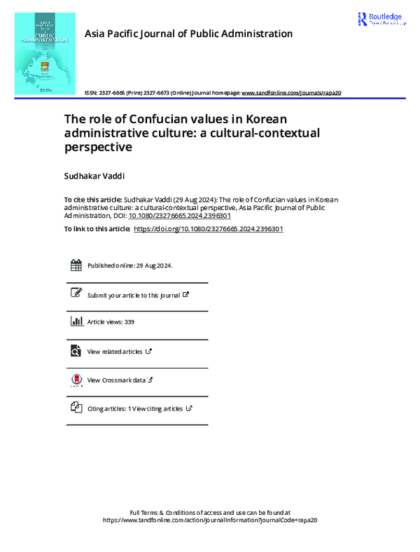 (PDF) The role of Confucian values in Korean administrative culture: a ...