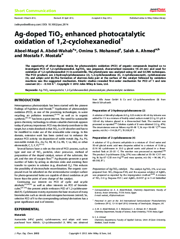 (PDF) Ag‐doped TiO2 enhanced photocatalytic oxidation of 1,2 ...