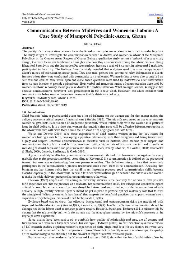 (PDF) Communication Between Midwives and Women-in-Labour: A Case Study ...