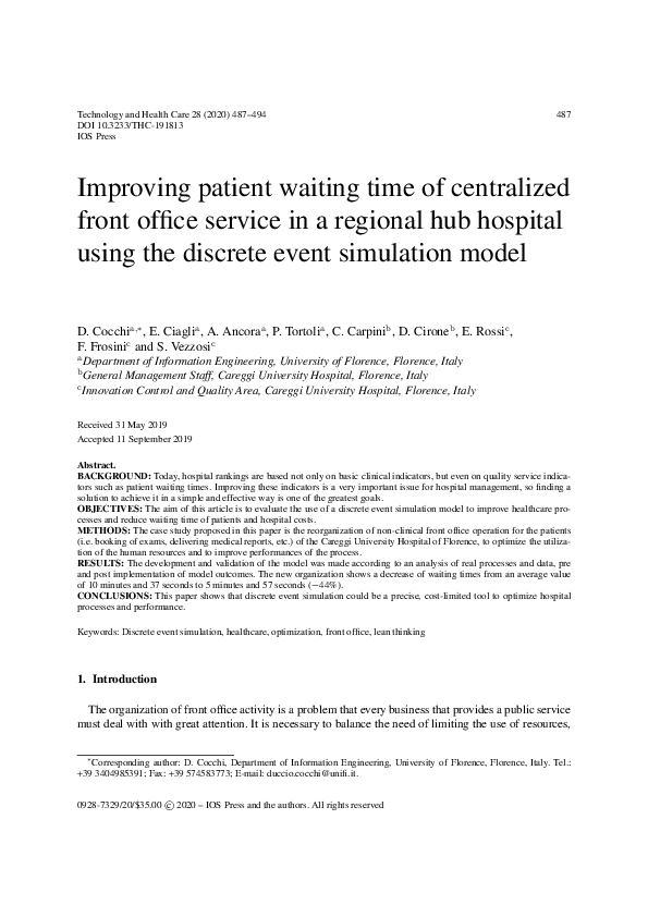 (PDF) Improving patient waiting time of centralized front office ...