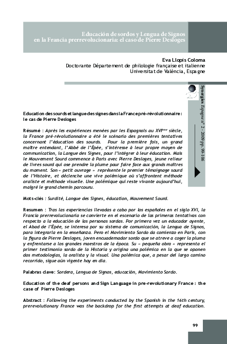(PDF) Educación de sordos y Lengua de Signos en la Francia ...