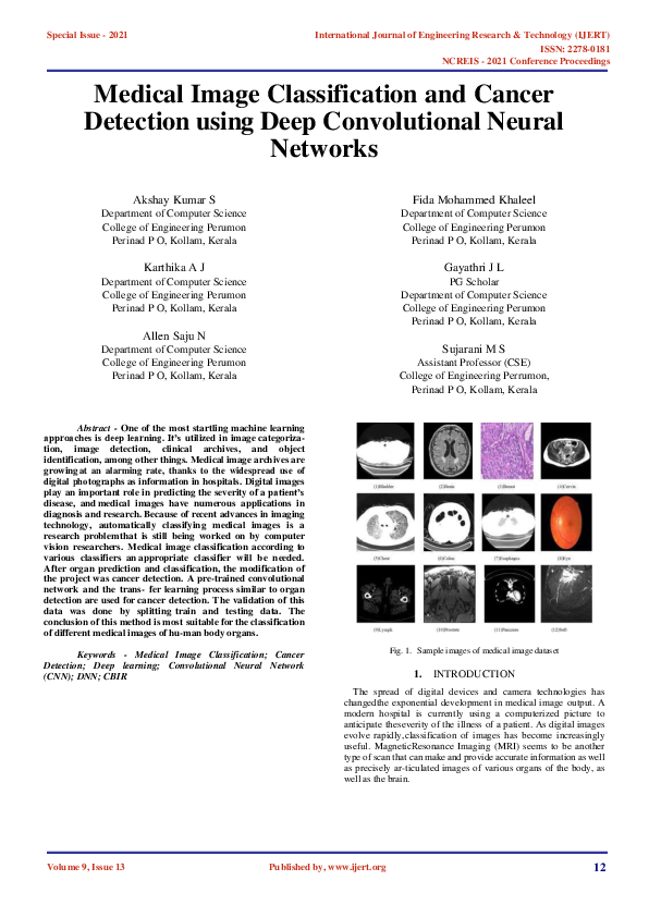 (PDF) Medical Image Classification and Cancer Detection using Deep Convolutional Neural Networks